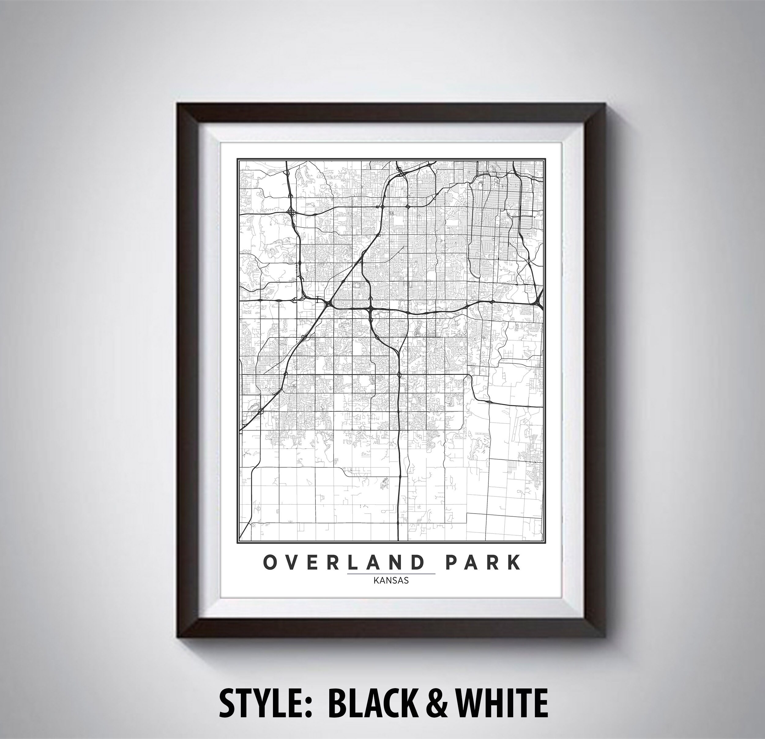 Overland Park KS Map Print: 1940s Style Wall Art - Etsy