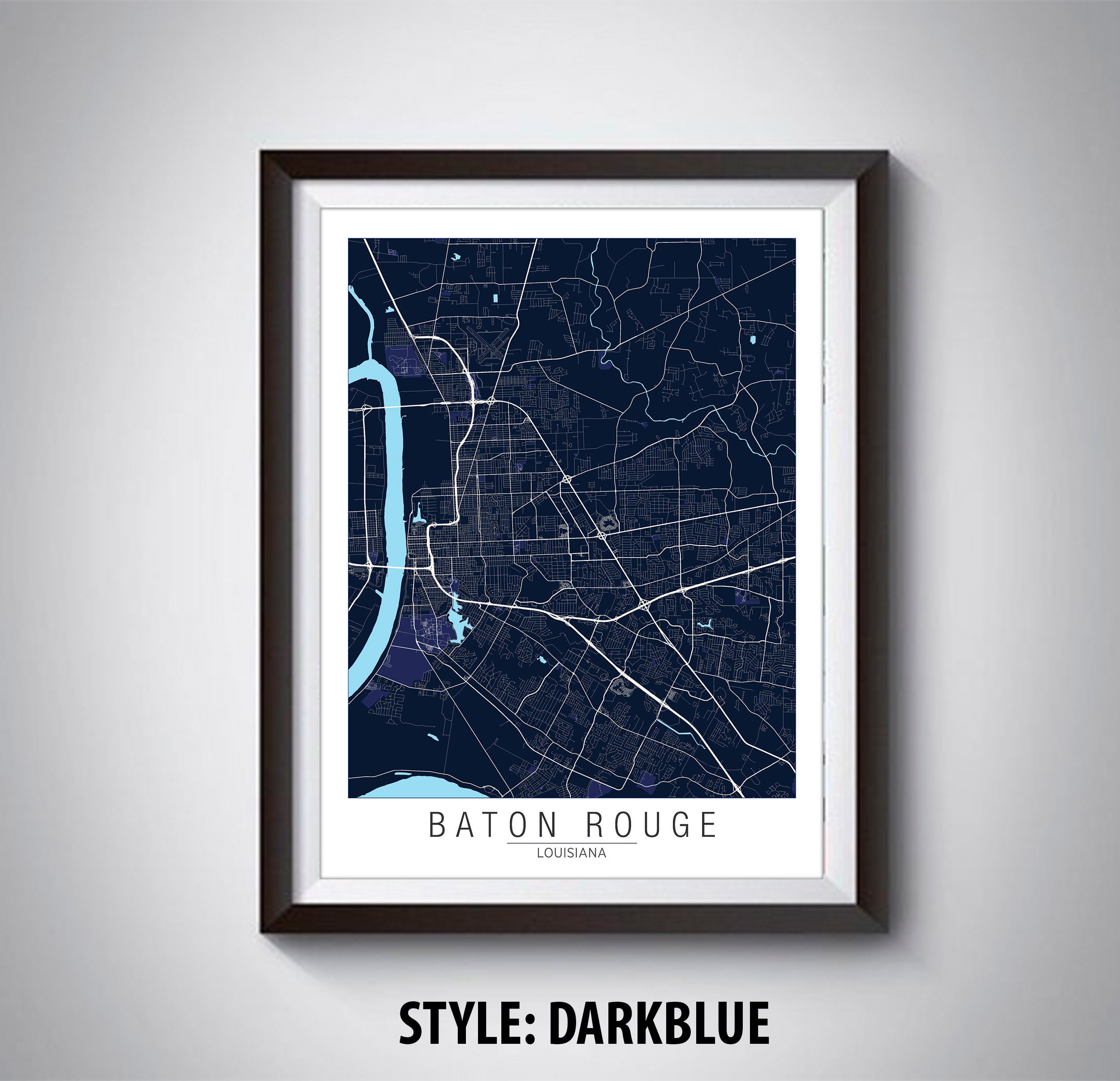 Map of Baton Rouge LA Baton Rouge Map Baton Rouge Poster - Etsy