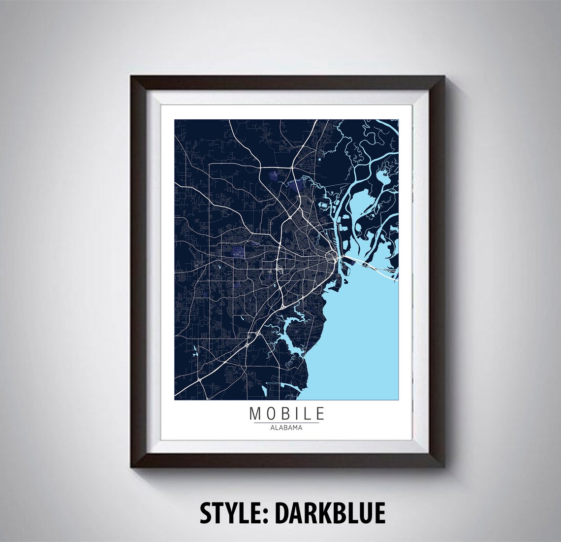 Map of Mobile AL Mobile Map Mobile Poster Office Décor | Etsy