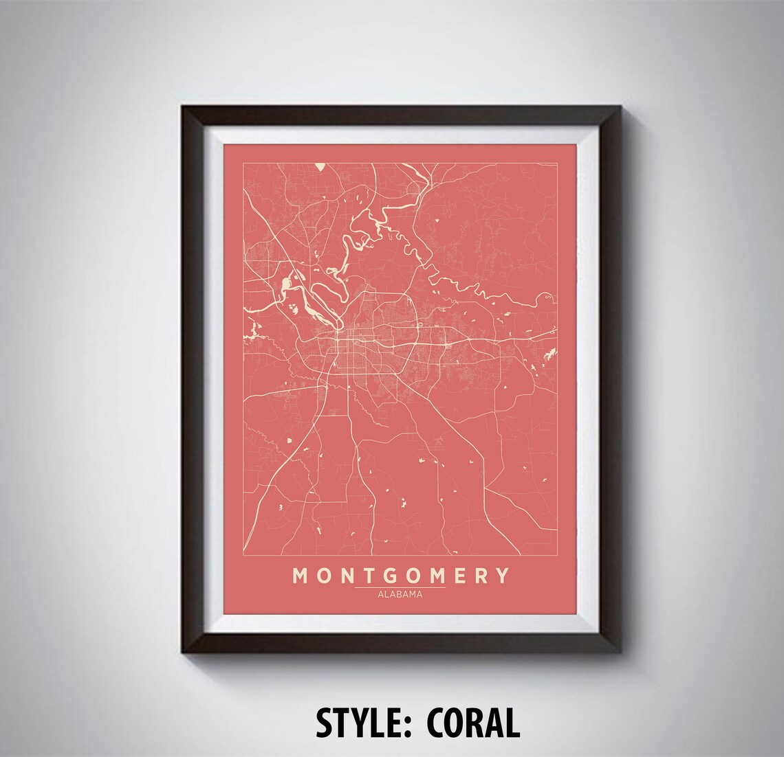 Map of Montgomery AL Montgomery Map Montgomery Poster | Etsy
