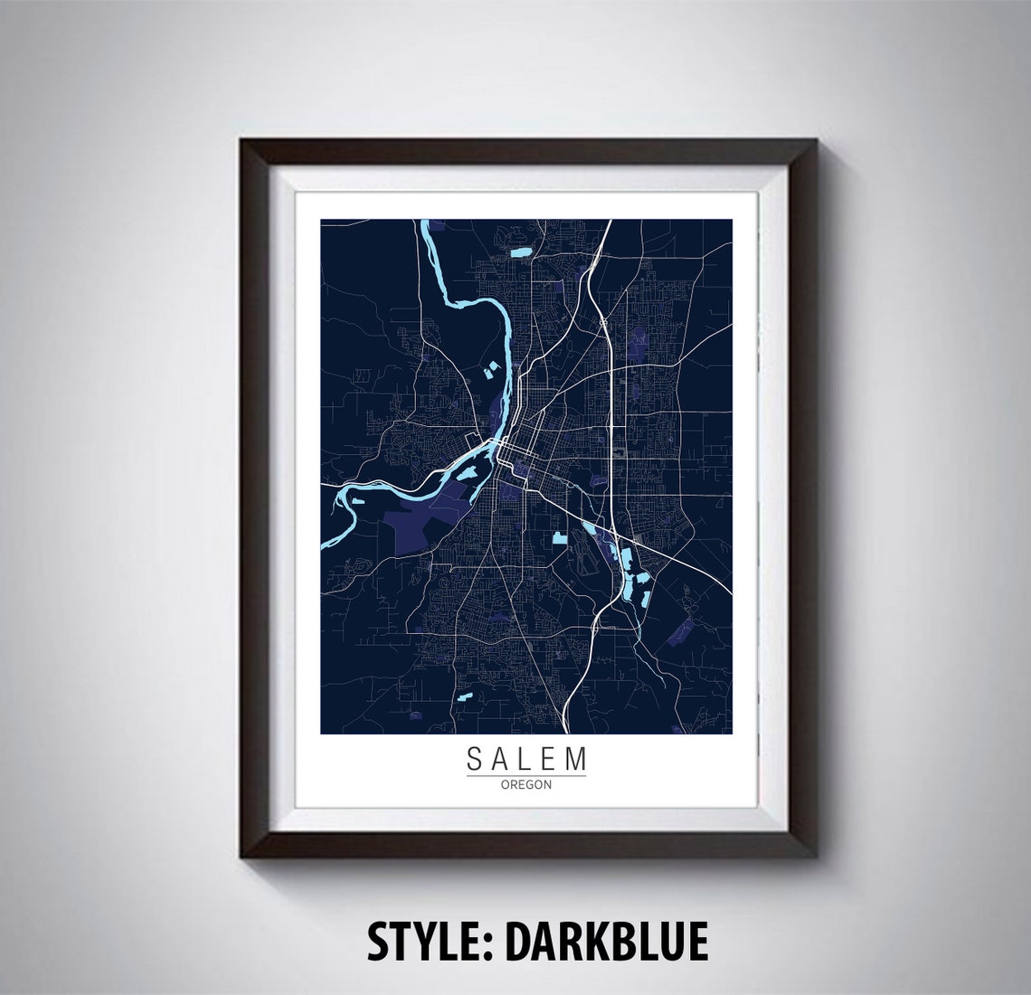 Map of Salem OR Salem Map Salem Poster Office Décor - Etsy