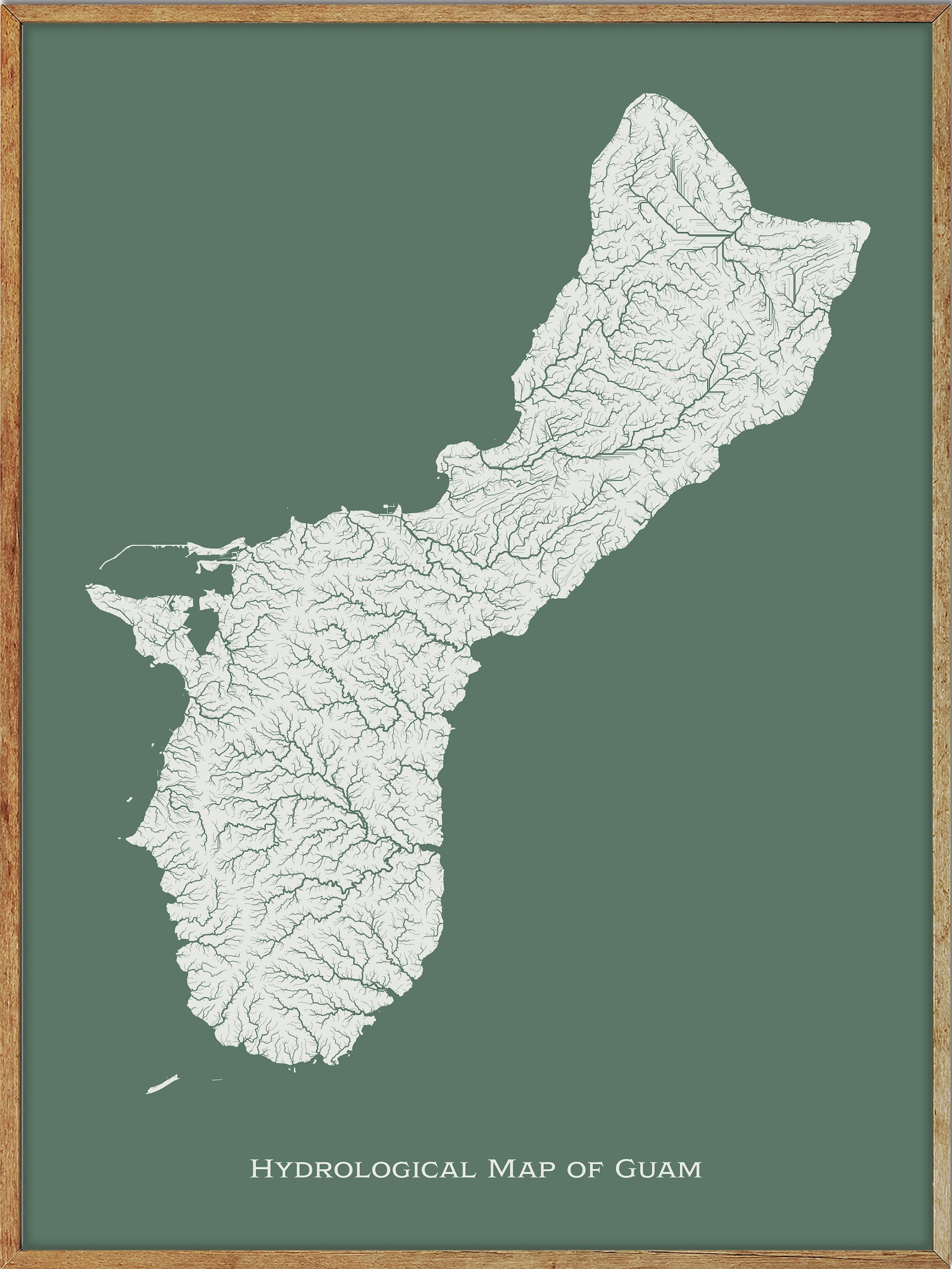 Guam Hydrological Map: Rivers & Lakes Art Print - Etsy