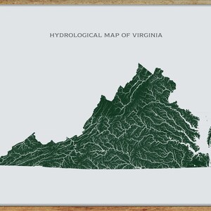 Virginia Hydrological Map of Rivers and Lakes Poster Map - Etsy