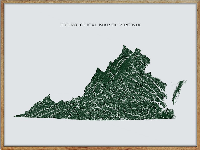 Virginia Hydrological Map of Rivers and Lakes Poster Map - Etsy