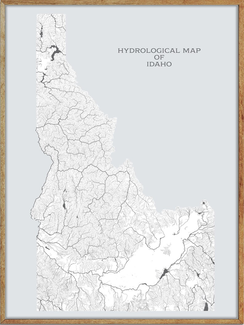Idaho Hydrological Map of Rivers and Lakes Idaho Rivers | Etsy