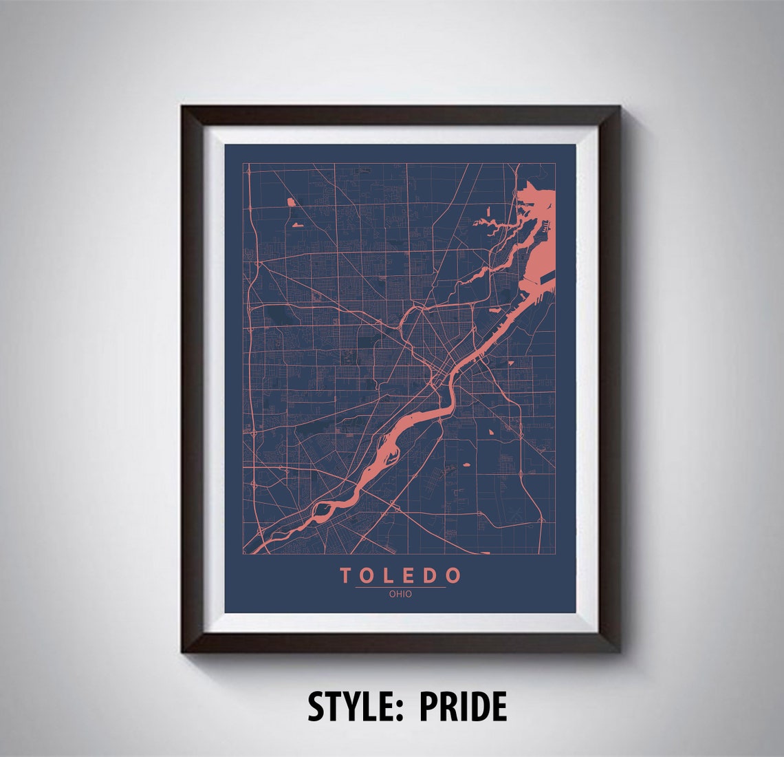 Map of Toledo OH Toledo Map Toledo Poster Office Décor - Etsy