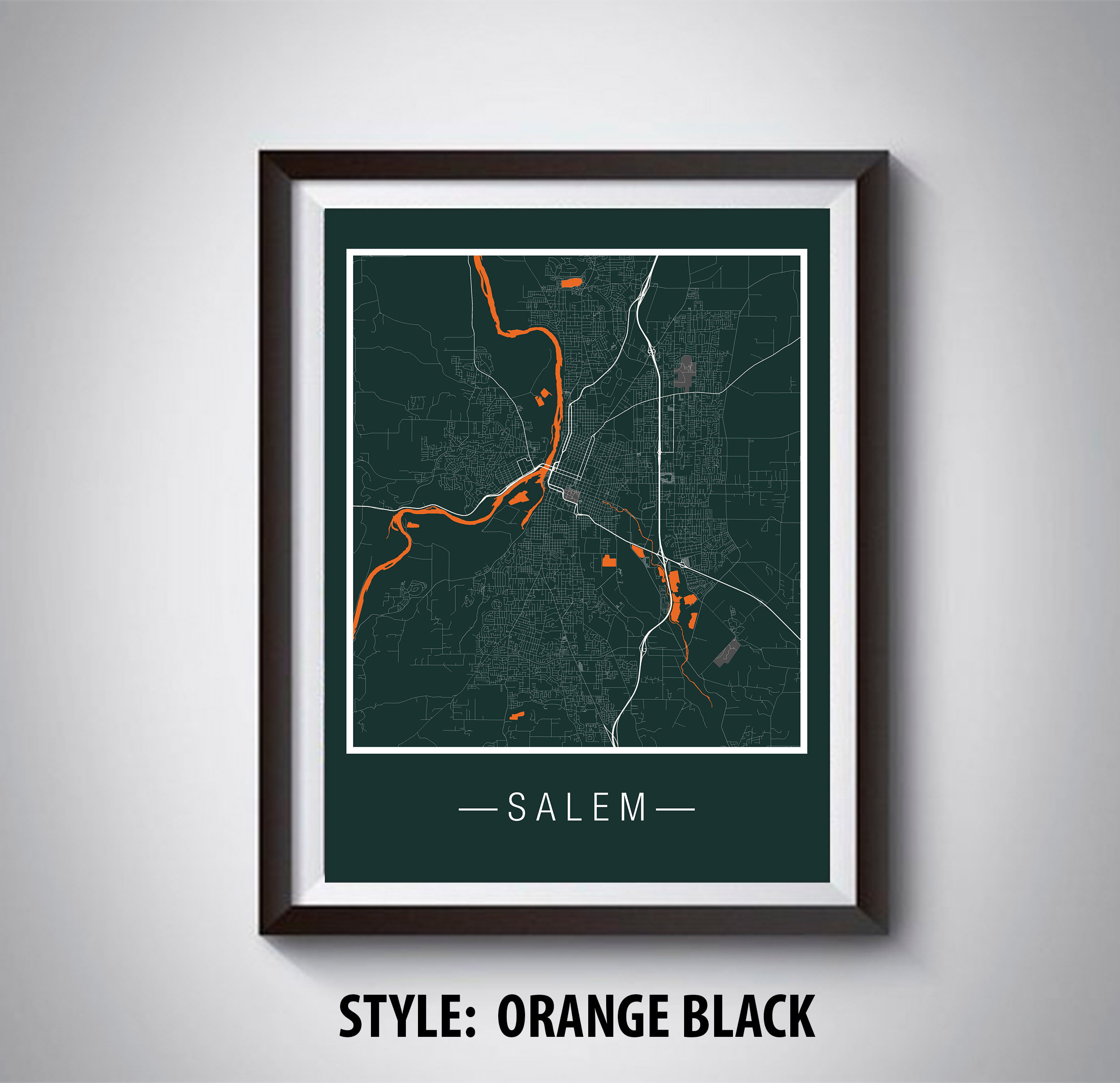 Map of Salem OR Salem Map Salem Poster Office Décor - Etsy