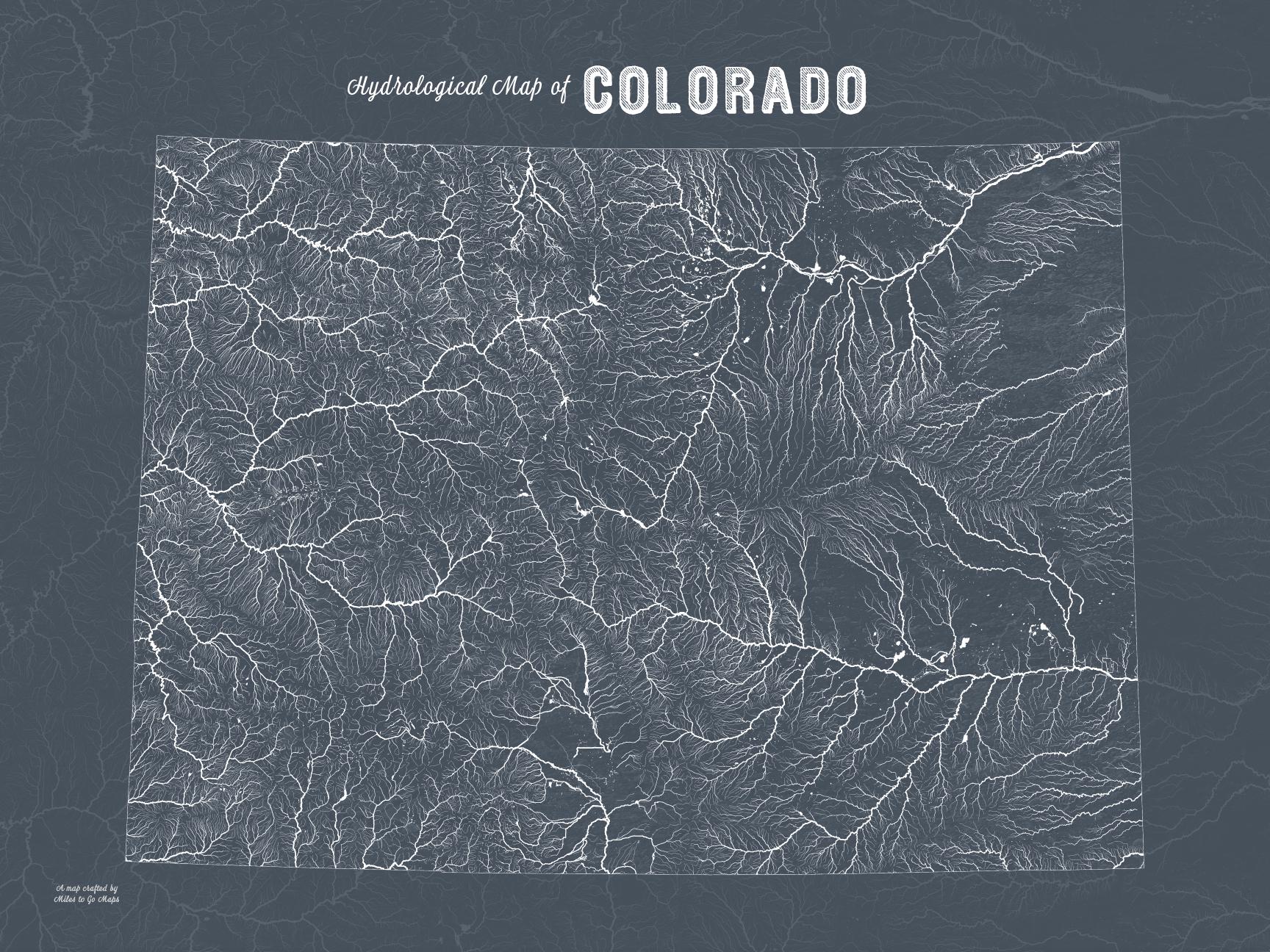 Colorado Rivers and Lakes Map Poster: Hydrological Art Print - Etsy