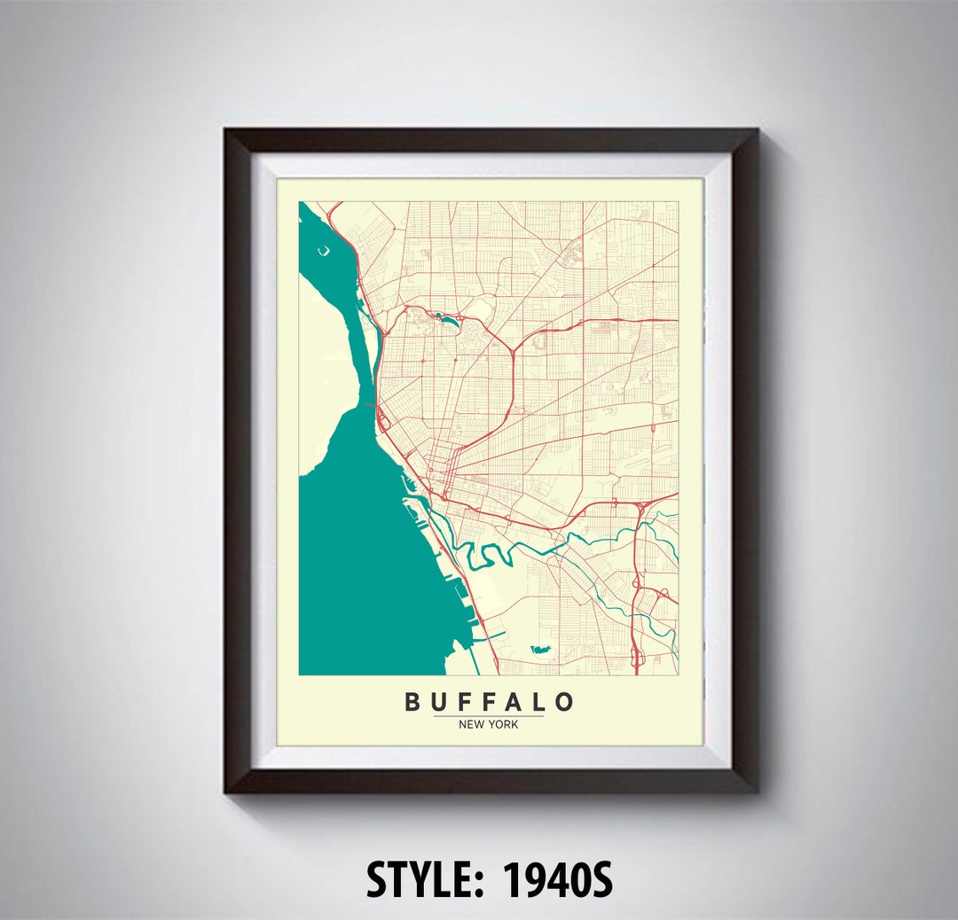 Map of Buffalo, NY - Buffalo Map - Buffalo Poster - Office Décor - Wall ...