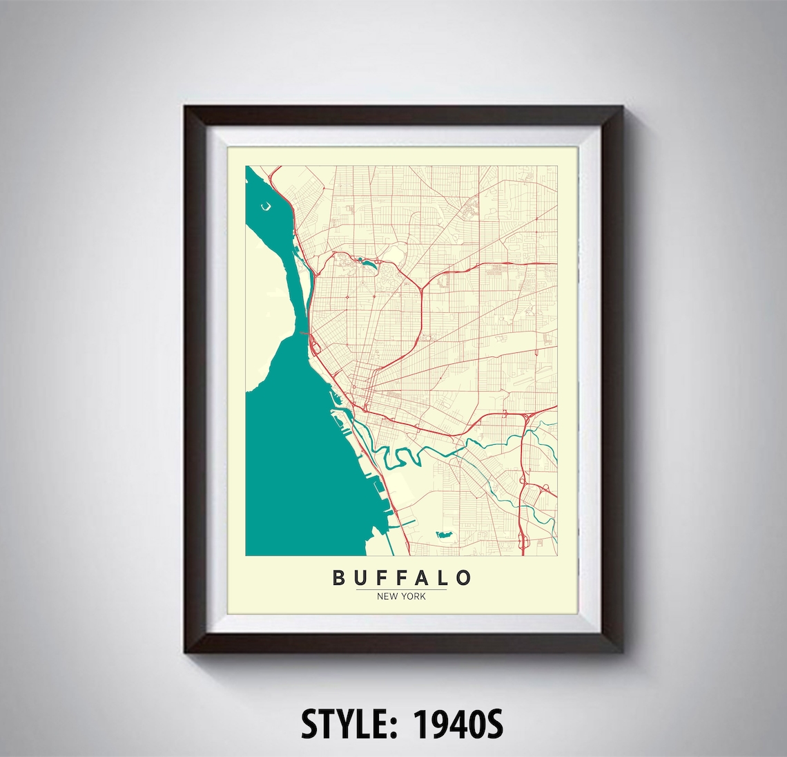 Map of Buffalo NY Buffalo Map Buffalo Poster Office | Etsy