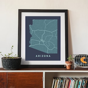 Arizona State Map - Arizona Map - Poster Art - Etsy