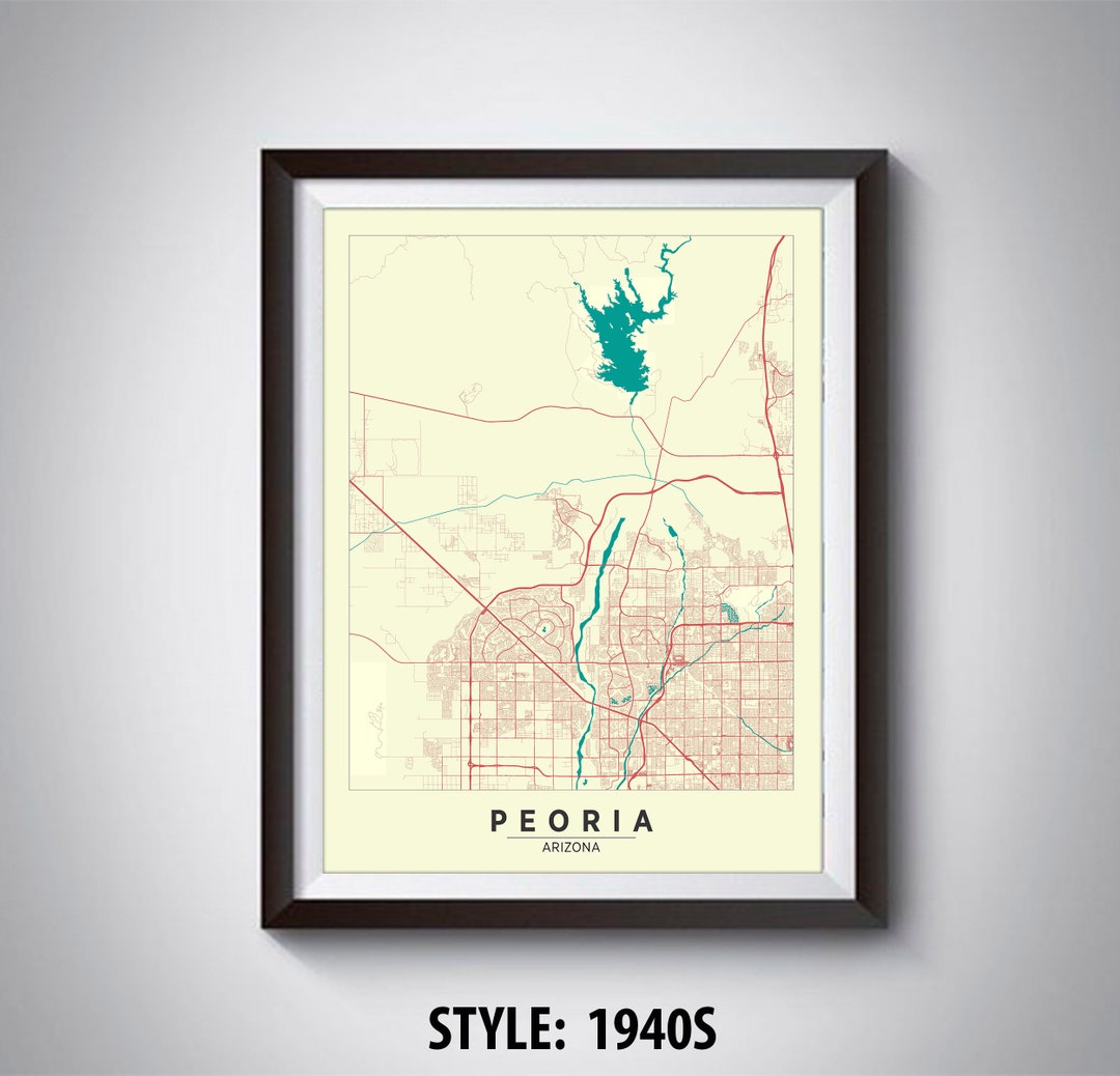 Map of Peoria, AZ - Peoria Map - Peoria Poster - Office Décor - Wall ...