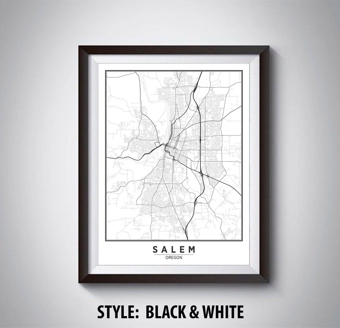 Map of Salem OR Salem Map Salem Poster Office Décor - Etsy