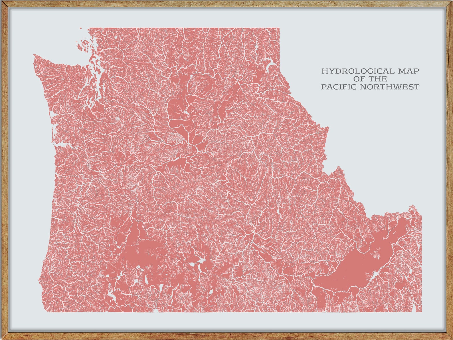 PNW Rivers and Lakes Map: Pacific Northwest Hydrological Poster - Etsy