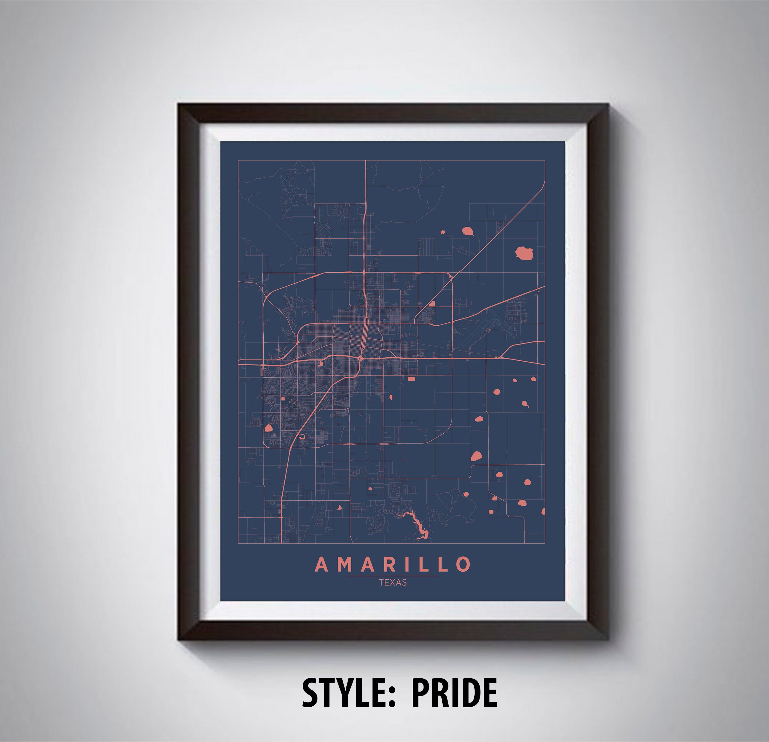 Map of Amarillo TX Amarillo Map Amarillo Poster Office - Etsy