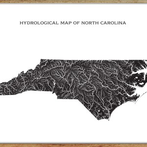 North Carolina Rivers and Lakes Map Poster: Hydrological Art Print - Etsy