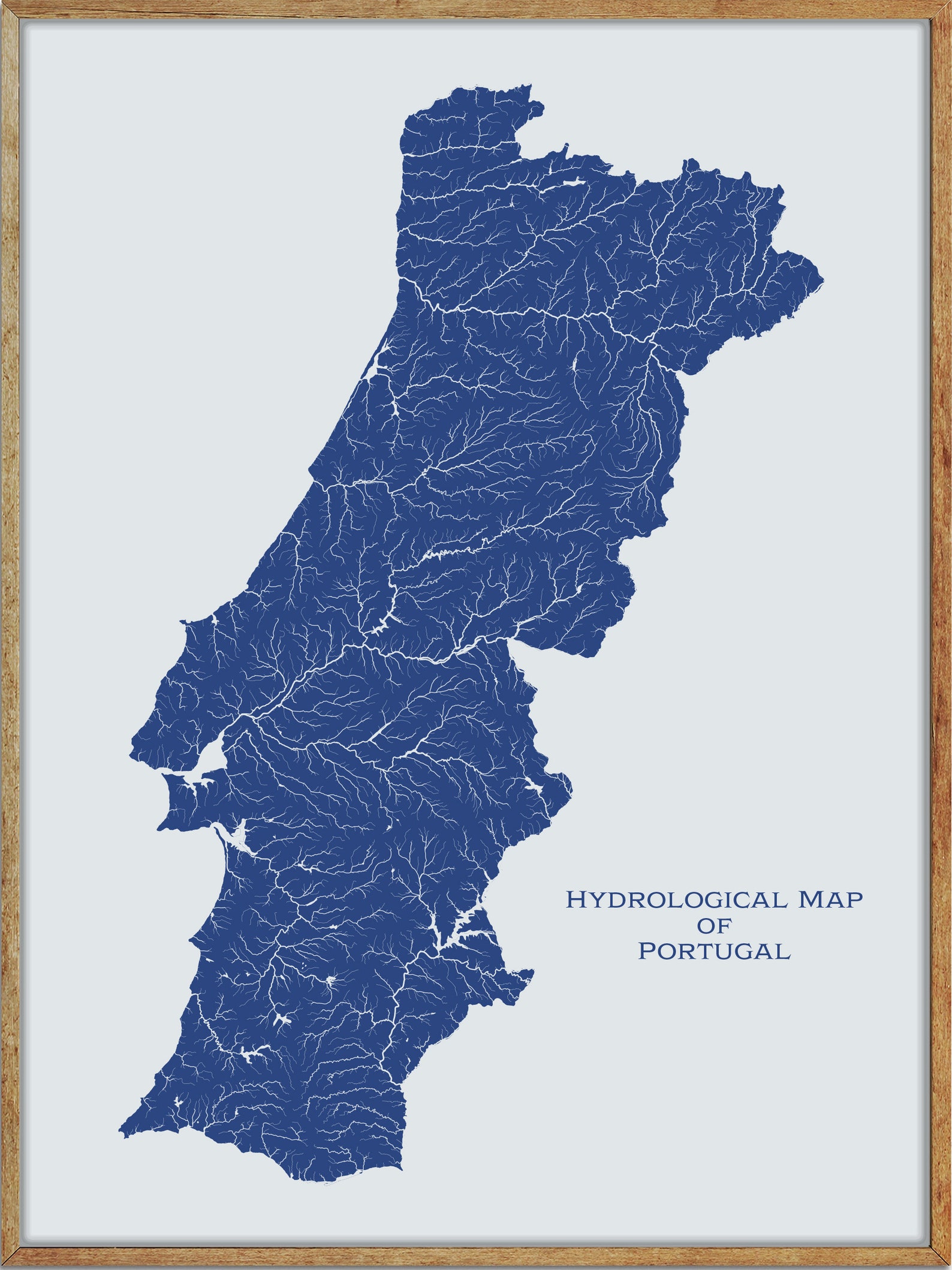 Portugal Hydrological Map of Rivers and Lakes Portugal Map - Etsy