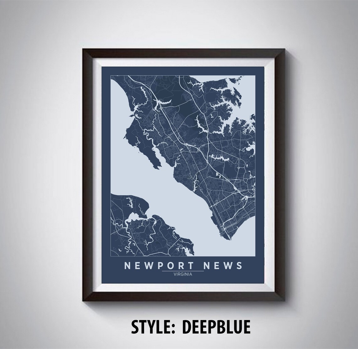 Map of Newport News VA Newport News Map Newport News | Etsy