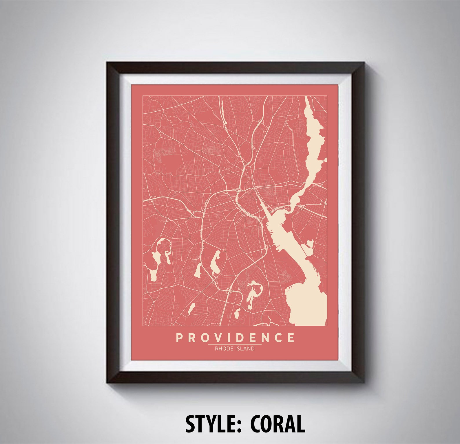 Map of Providence RI Providence Map Providence Poster - Etsy