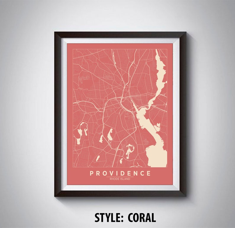 Map of Providence RI Providence Map Providence Poster - Etsy