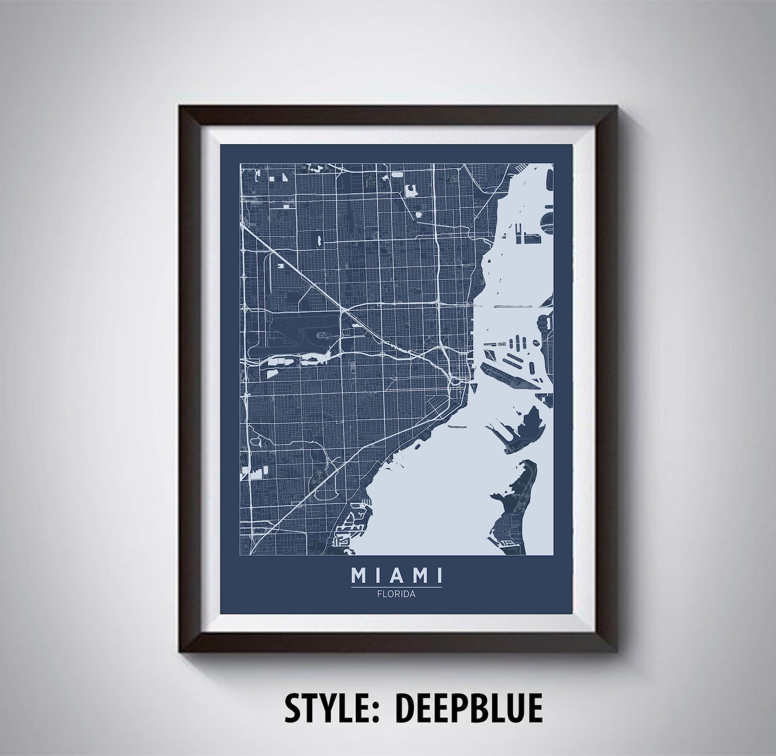 Map of Miami FL Miami Map Miami Poster Office Décor - Etsy