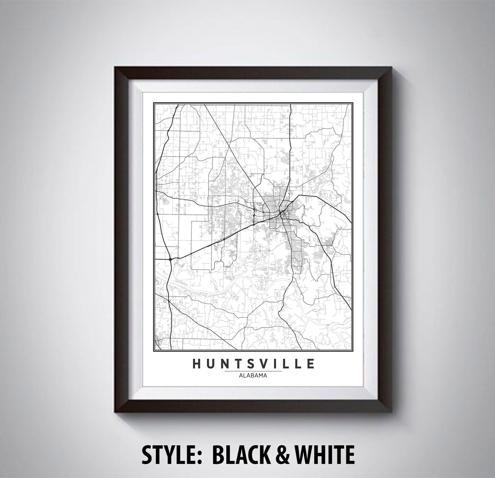 Map of Huntsville AL Huntsville Map Huntsville Poster - Etsy