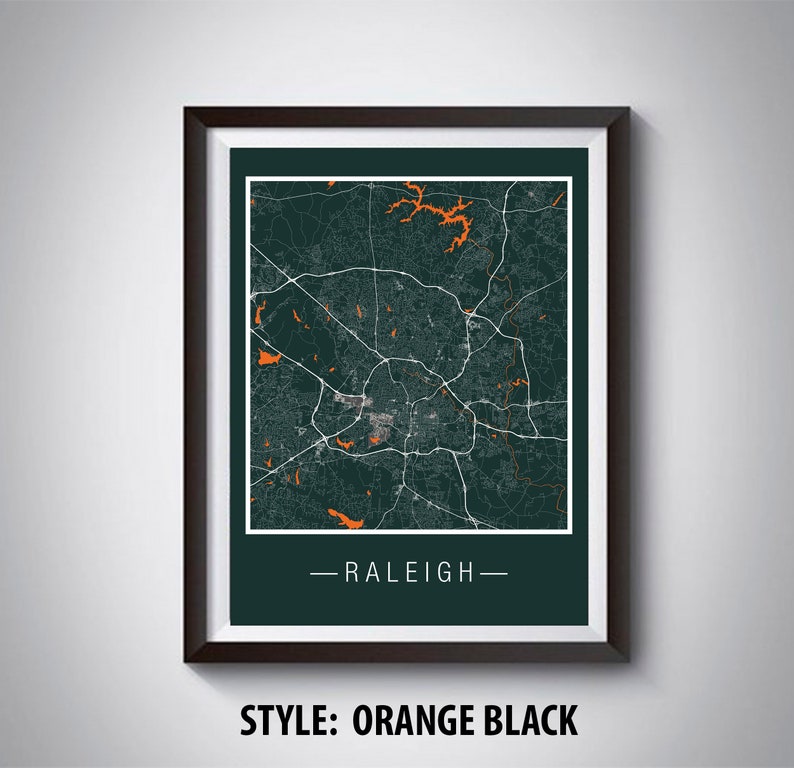 Map of Raleigh NC Raleigh Map Raleigh Poster Office - Etsy