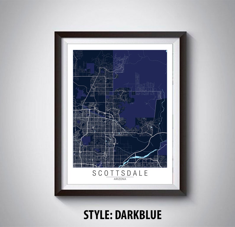 Scottsdale AZ Map Print: Vintage Style Travel Poster, Office Wall Art ...