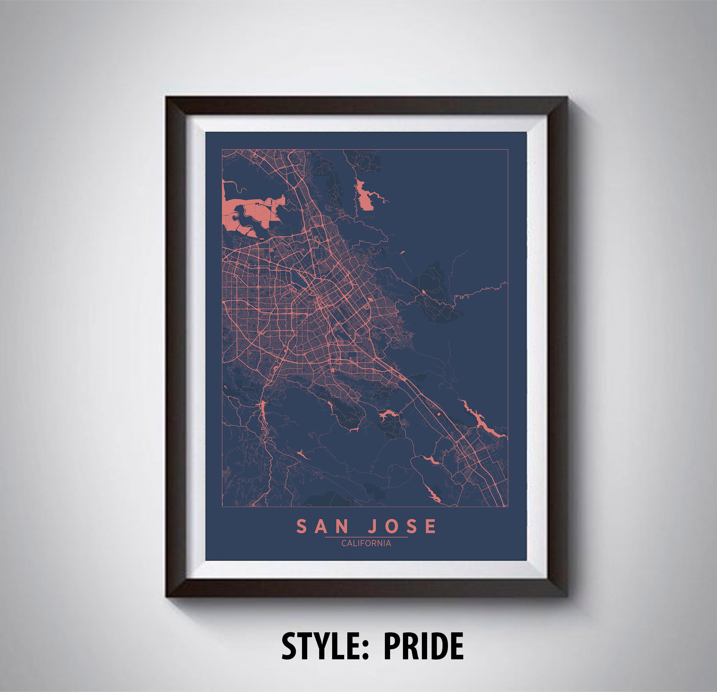 Map of San Jose CA San Jose Map San Jose Poster Office - Etsy