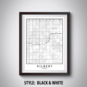 Gilbert, Arizona Map Art Print: Vintage Style Office Decor - Etsy