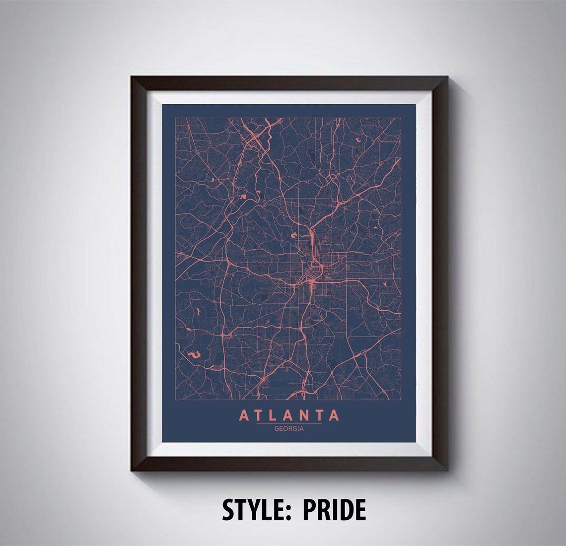Map of Atlanta GA Atlanta Map Atlanta Poster Office - Etsy