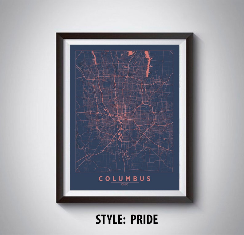 Map of Columbus OH Columbus Map Columbus Poster Office | Etsy
