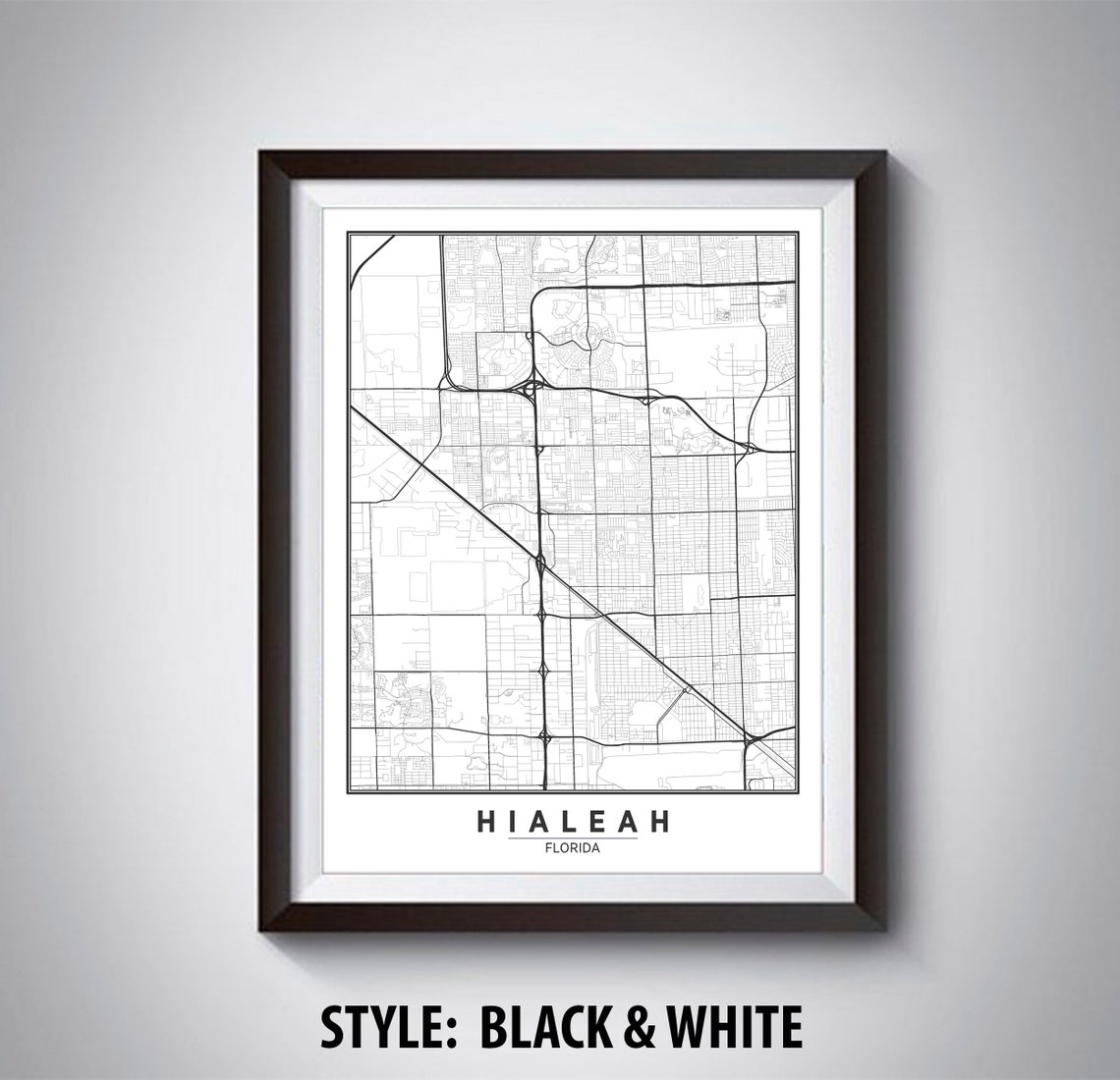 Map of Hialeah FL Hialeah Map Hialeah Poster Office - Etsy