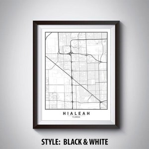Map of Hialeah, FL - Hialeah Map - Hialeah Poster - Office Décor - Wall ...