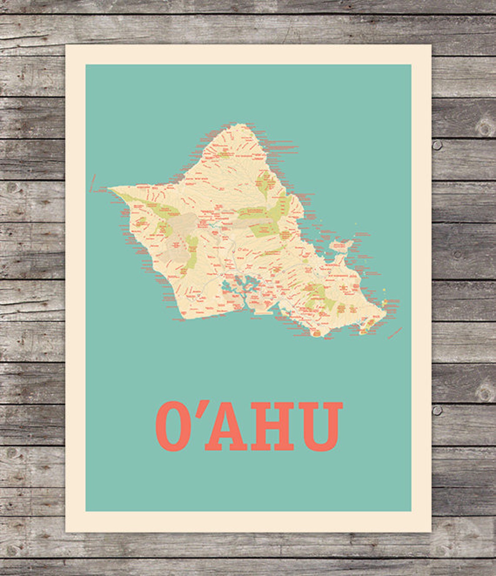 Hawaii 4 Island Map Set: Big Island Hawaii Oahu Maui Kauai - Etsy