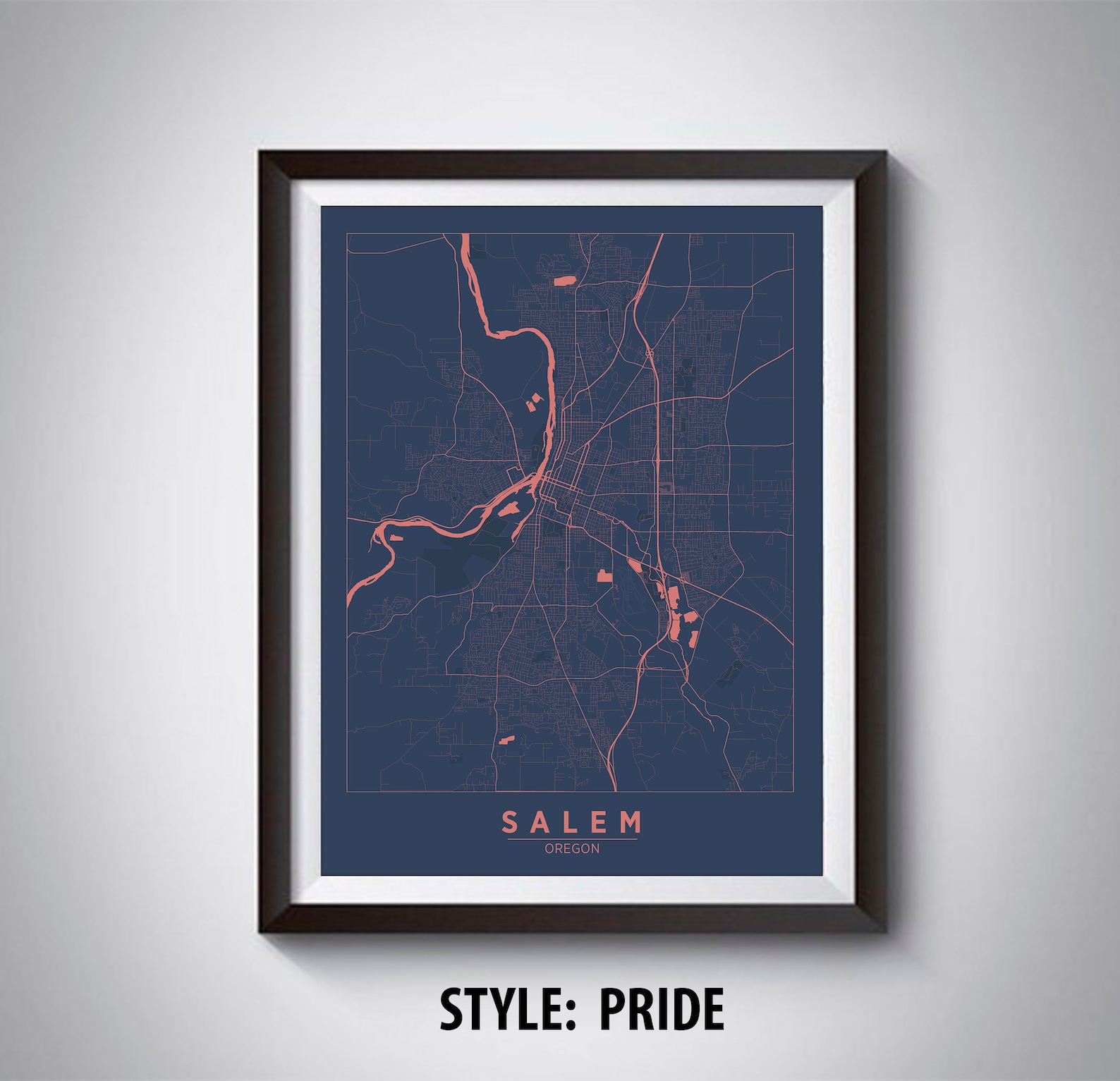 Map of Salem OR Salem Map Salem Poster Office Décor - Etsy