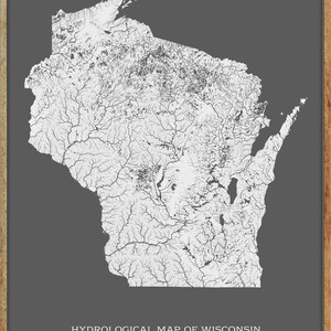 Wisconsin Rivers and Lakes Hydrological Map Poster - Etsy