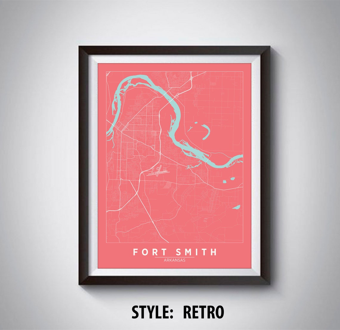 Map of Fort Smith AR Fort Smith Map Fort Smith Poster | Etsy