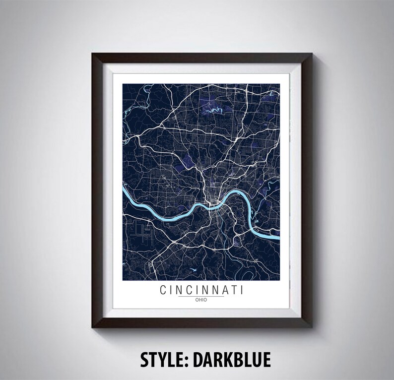 Cincinnati Map Print: Ohio Travel Poster, Office Wall Art - Etsy