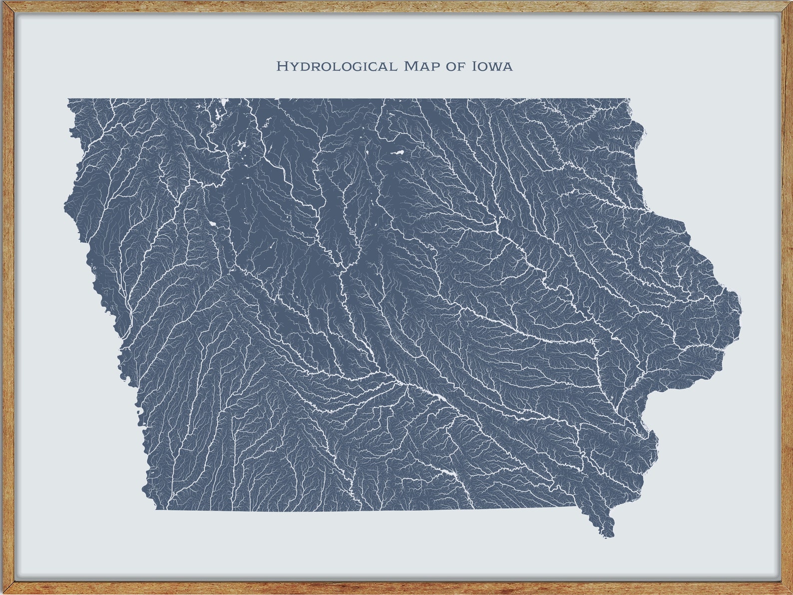Iowa Hydrological Map of Rivers and Lakes Iowa Rivers Poster | Etsy