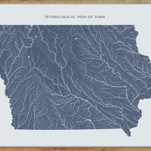 Iowa Rivers Map Poster: Hydrological Art Print - Etsy