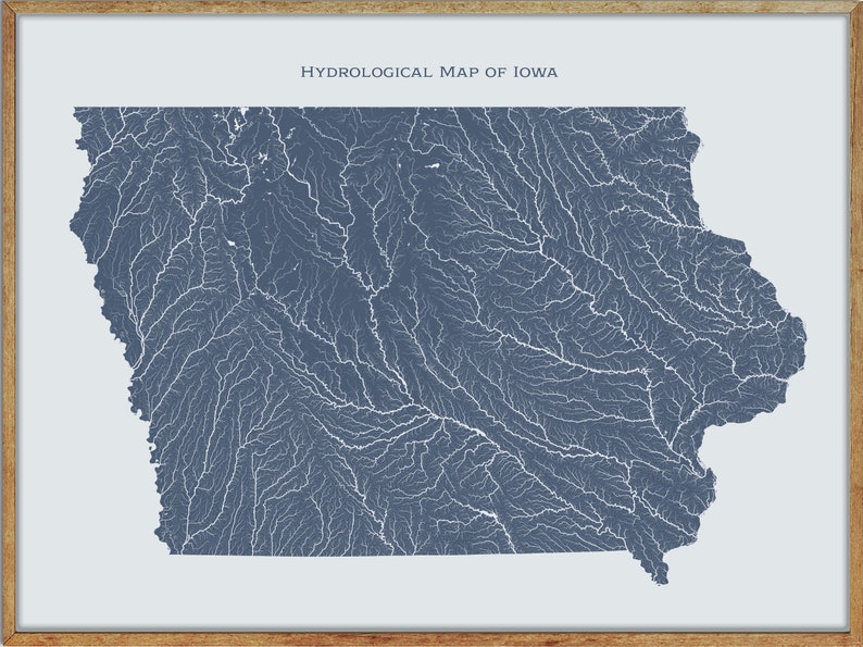 Iowa Hydrological Map of Rivers and Lakes Iowa Rivers Poster - Etsy