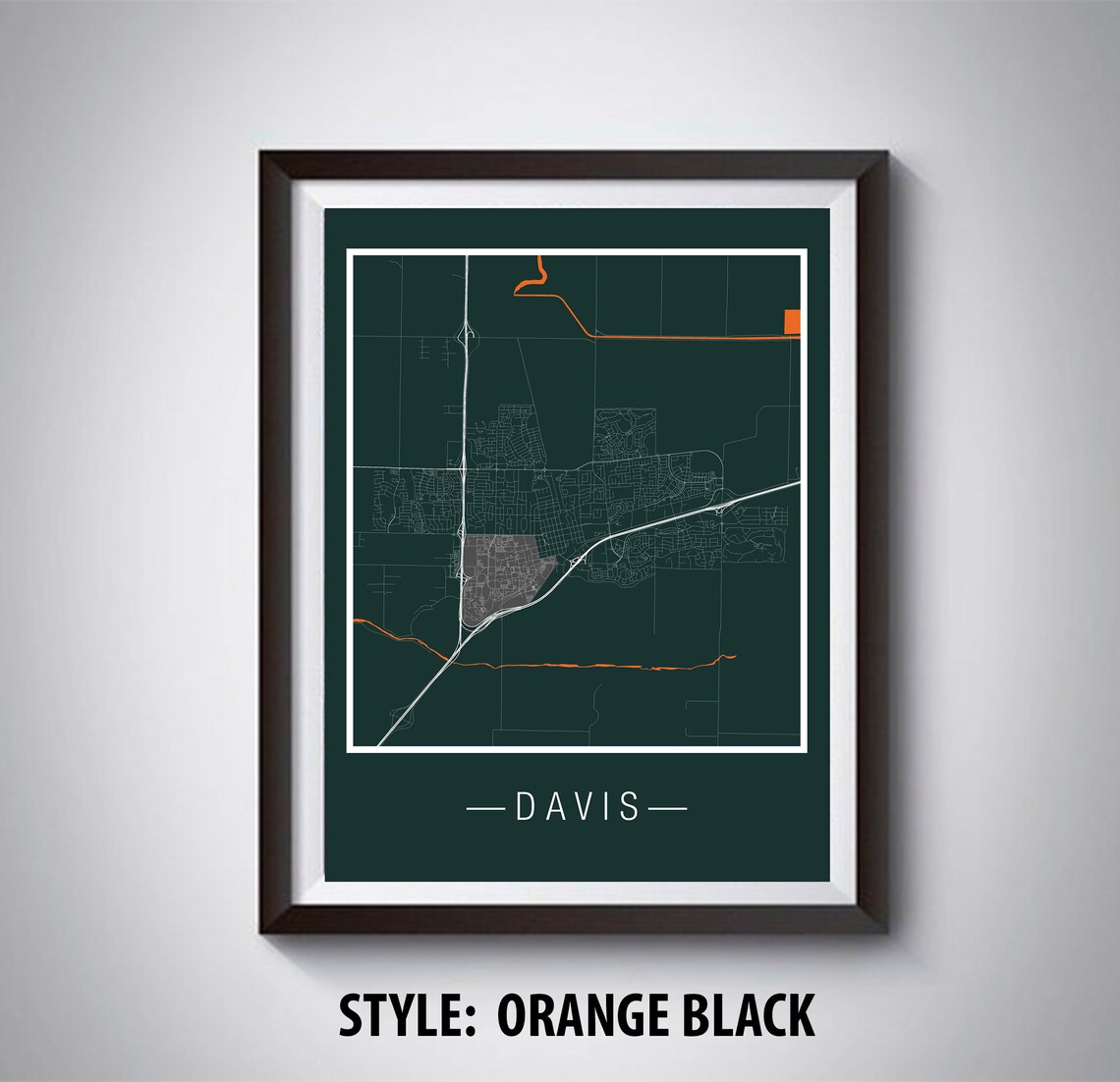 Map of Davis CA Davis Map Davis Poster Office Décor | Etsy