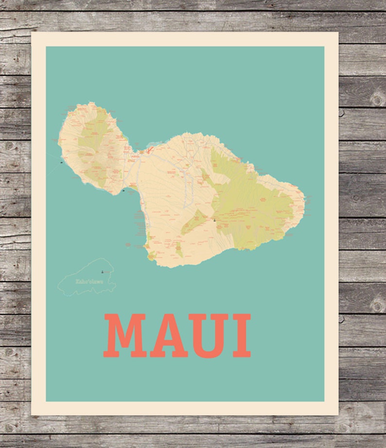 Hawaii 4 Island Map Set: Big Island Hawaii Oahu Maui Kauai | Etsy