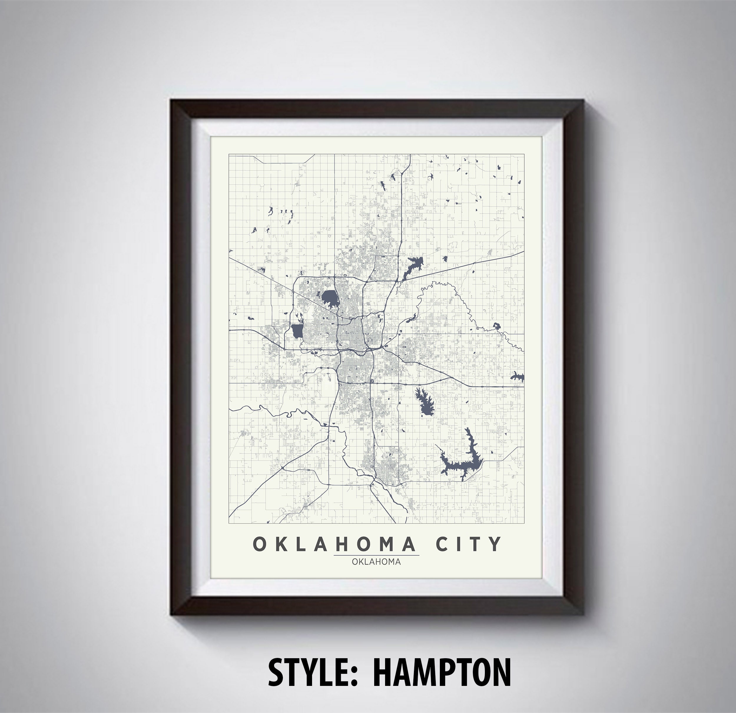 Map of Oklahoma City OK Oklahoma City Map Oklahoma City - Etsy