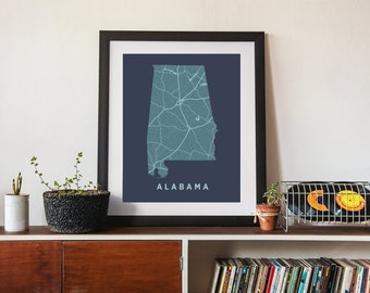 Alabama State Wall Map Large Print Poster - Etsy
