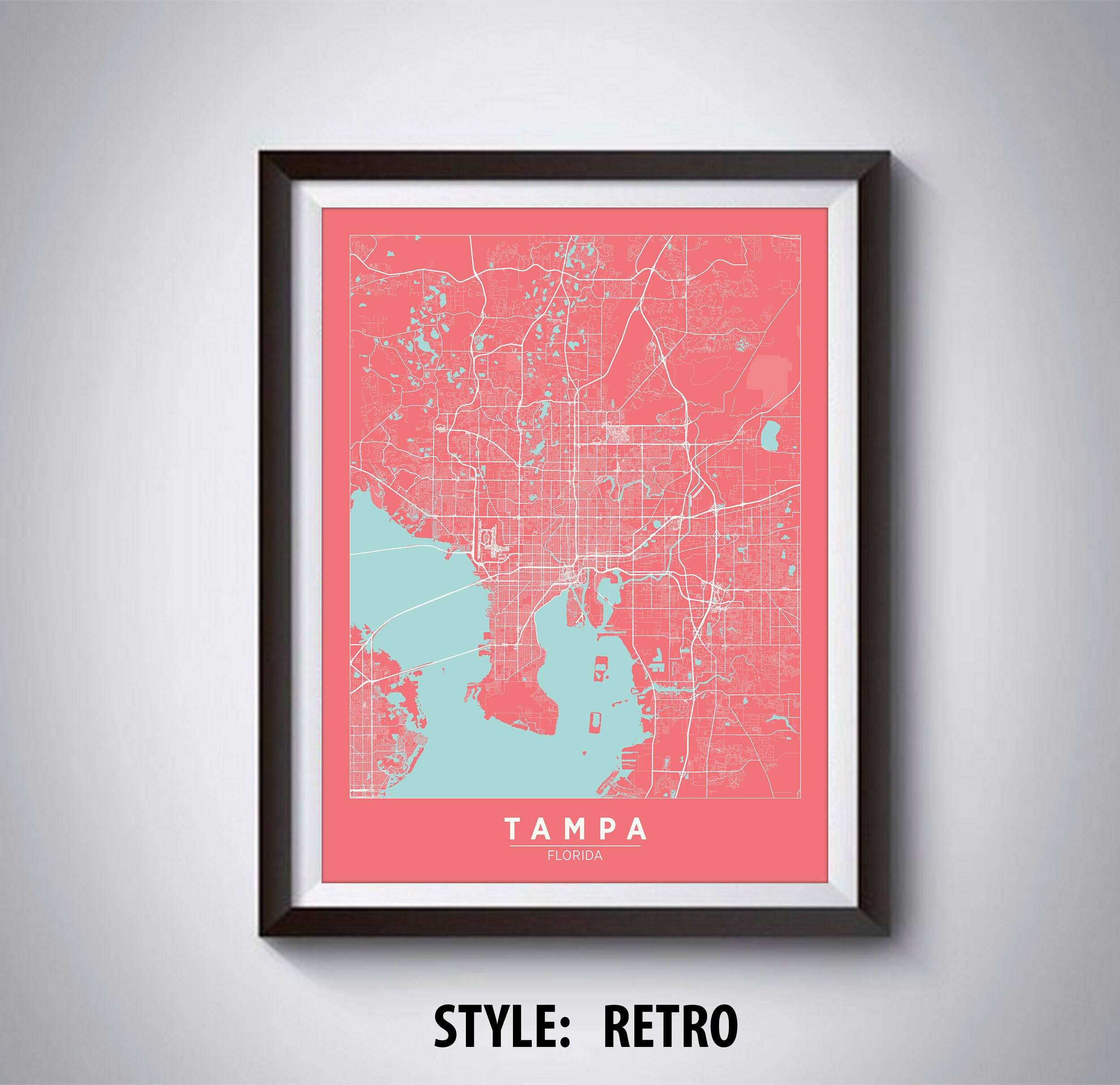 Map of Tampa FL Tampa Map Tampa Poster Office Décor - Etsy