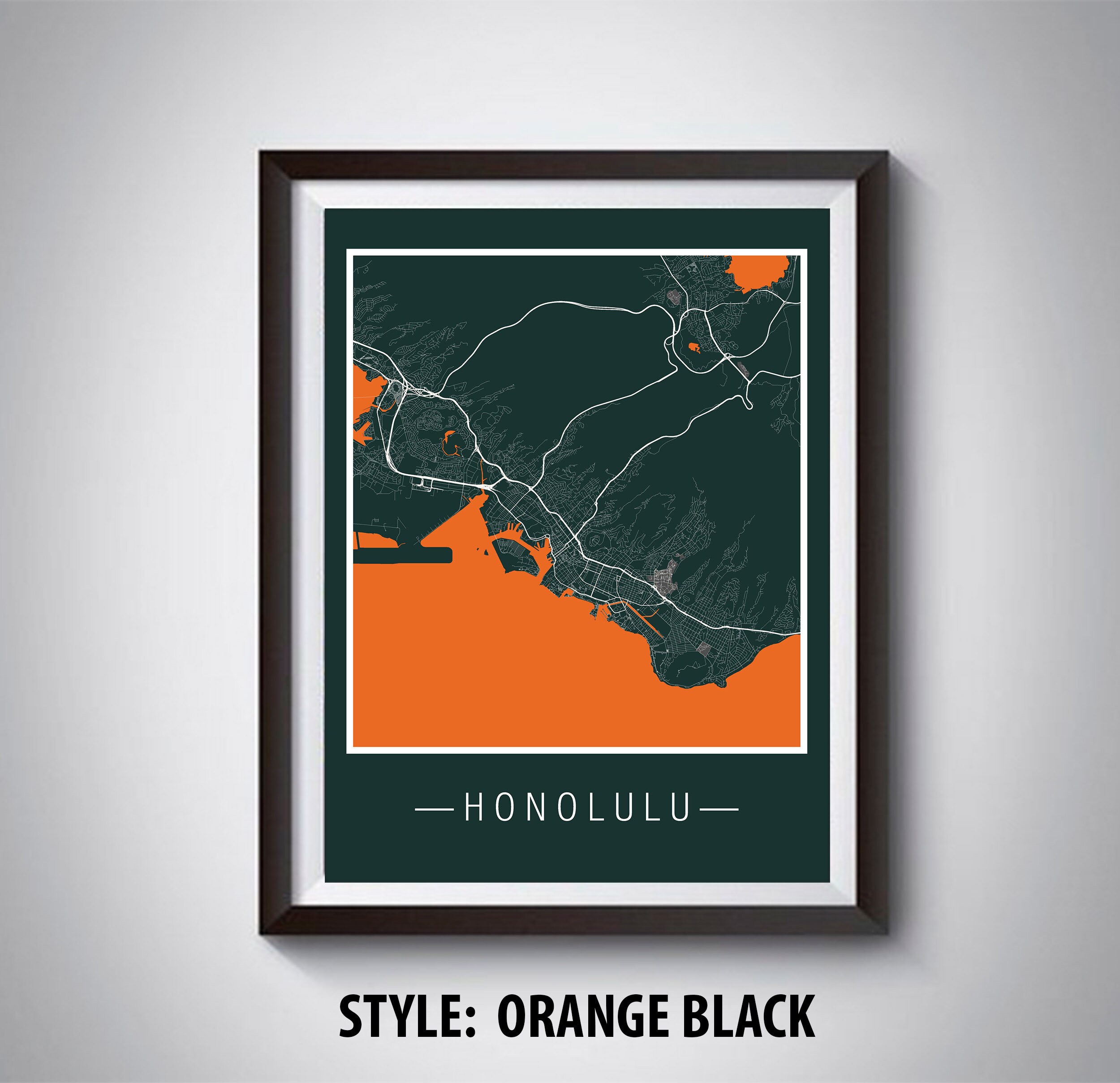 Map of Honolulu HI Honolulu Map Honolulu Poster Office - Etsy