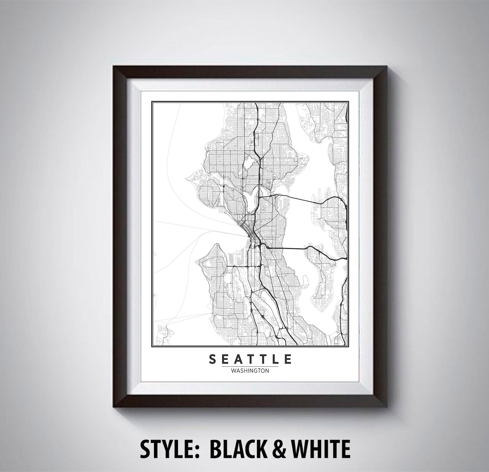 Seattle Map Print: Washington State, Modern Wall Art - Etsy