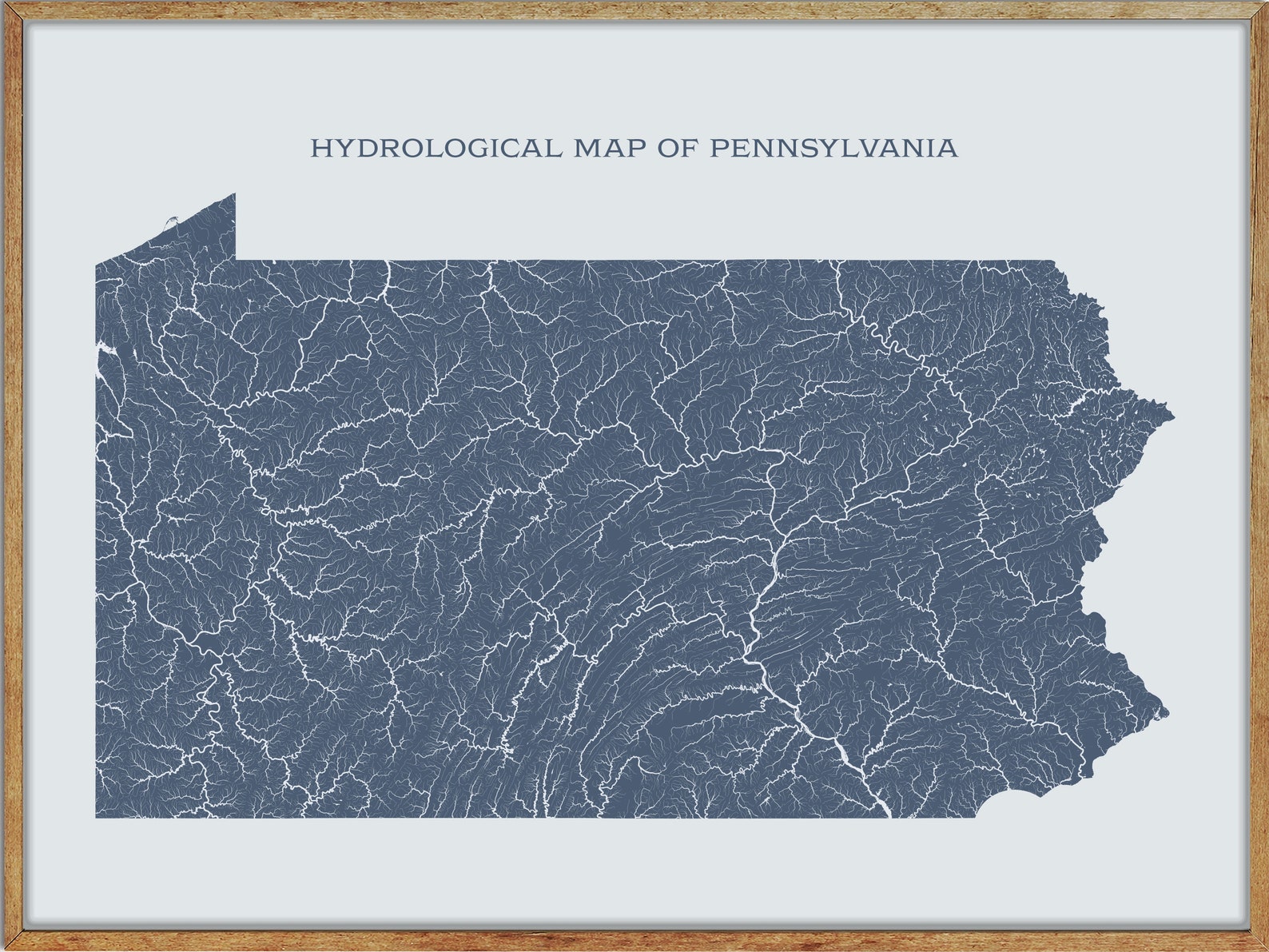 Pennsylvania Rivers and Lakes Map: Hydrological Poster Art - Etsy